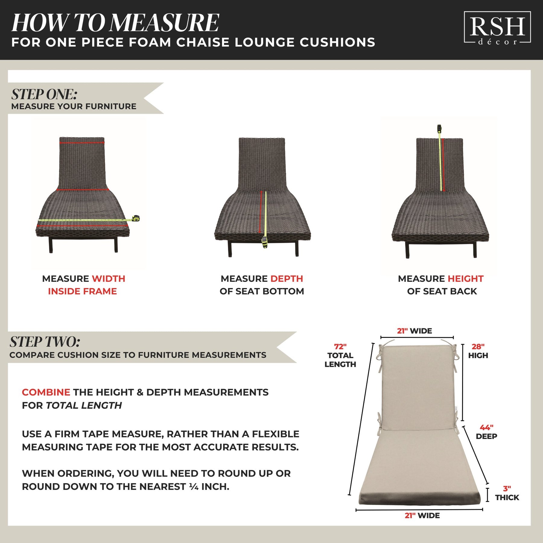 Chaise Lounge Chair Cushion | Foam | 72" H x 21" W | Sunbrella Encount ...